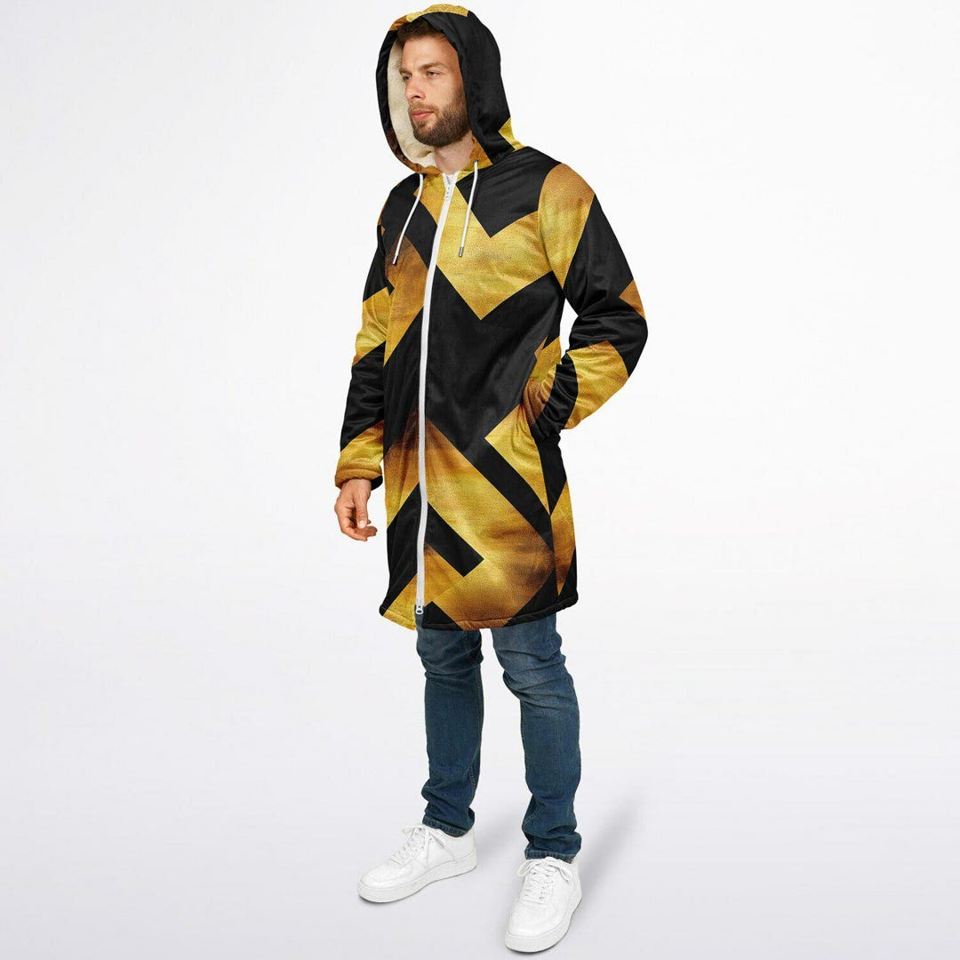 Black Gold Greek Key Zipper Cloak – Luxury Geometric Streetwear - Etsy