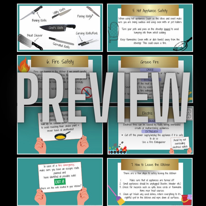 Kitchen Safety Presentation Slideshow for Nutrition & Health Education ...