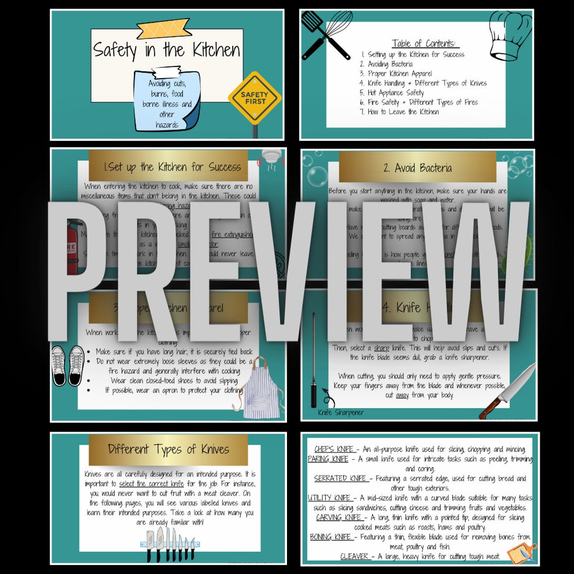 Kitchen Safety Presentation Slideshow for Nutrition & Health Education ...