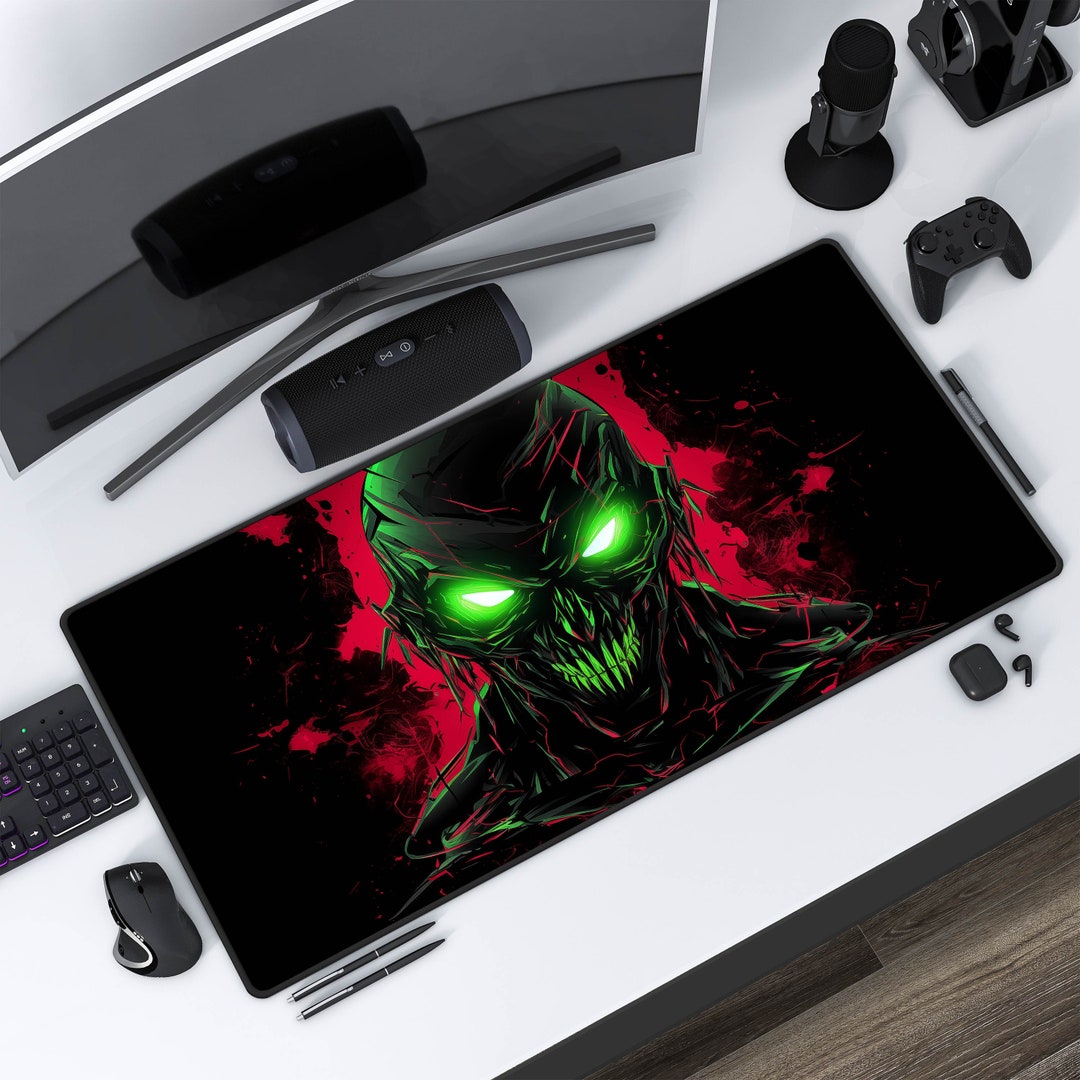 Neon Alien Desk Mat, Aesthetic Gaming Decor, Trendy Workspace Essential ...
