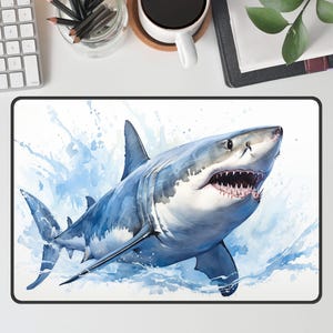 Great White Shark Desk Mat, Gift for Nature Lovers, Workspace Accessory ...