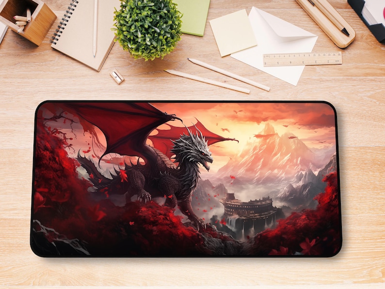 Red Dragon Desk Mat: Extra Large Gaming Mouse Pad - Etsy
