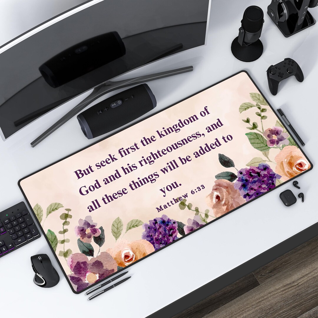 Matthew 6:33 Desk Mat, Keyboard Mat, Bible Quote Pad. Religious Desk ...