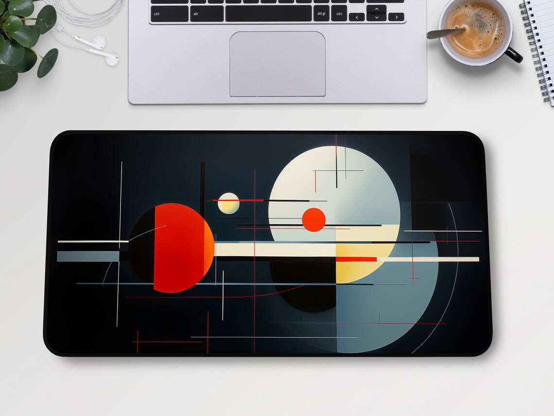 Dark Bauhaus Desk Mat, Artistic Office Accessory, Unique Keyboard Mat ...