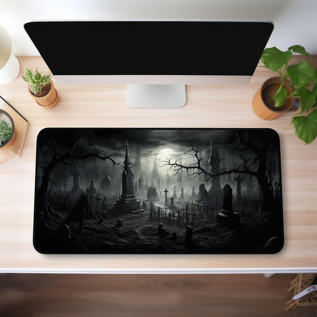 Creepy Graveyard Desk Mat, Desk Decor, Dark Academia Mouse Mat, Mouse ...