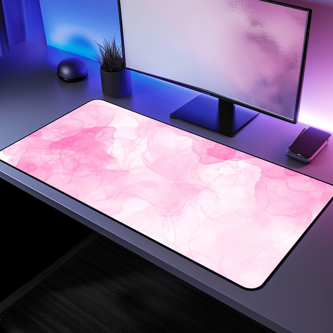 Soft Pink Desk Mat, Pink Desk Decor, Workspace Essential, Mouse Pad ...