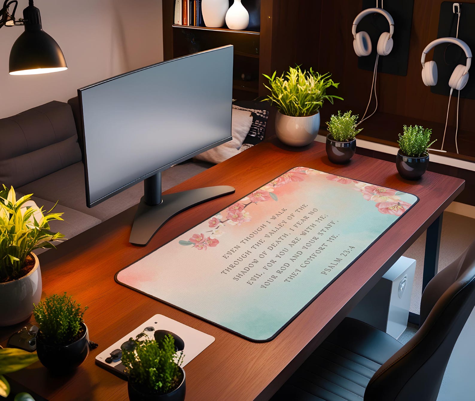 Psalm 23:4 Desk Mat, Christian Keyboard Mat, Bible Quote Pad. Religious ...