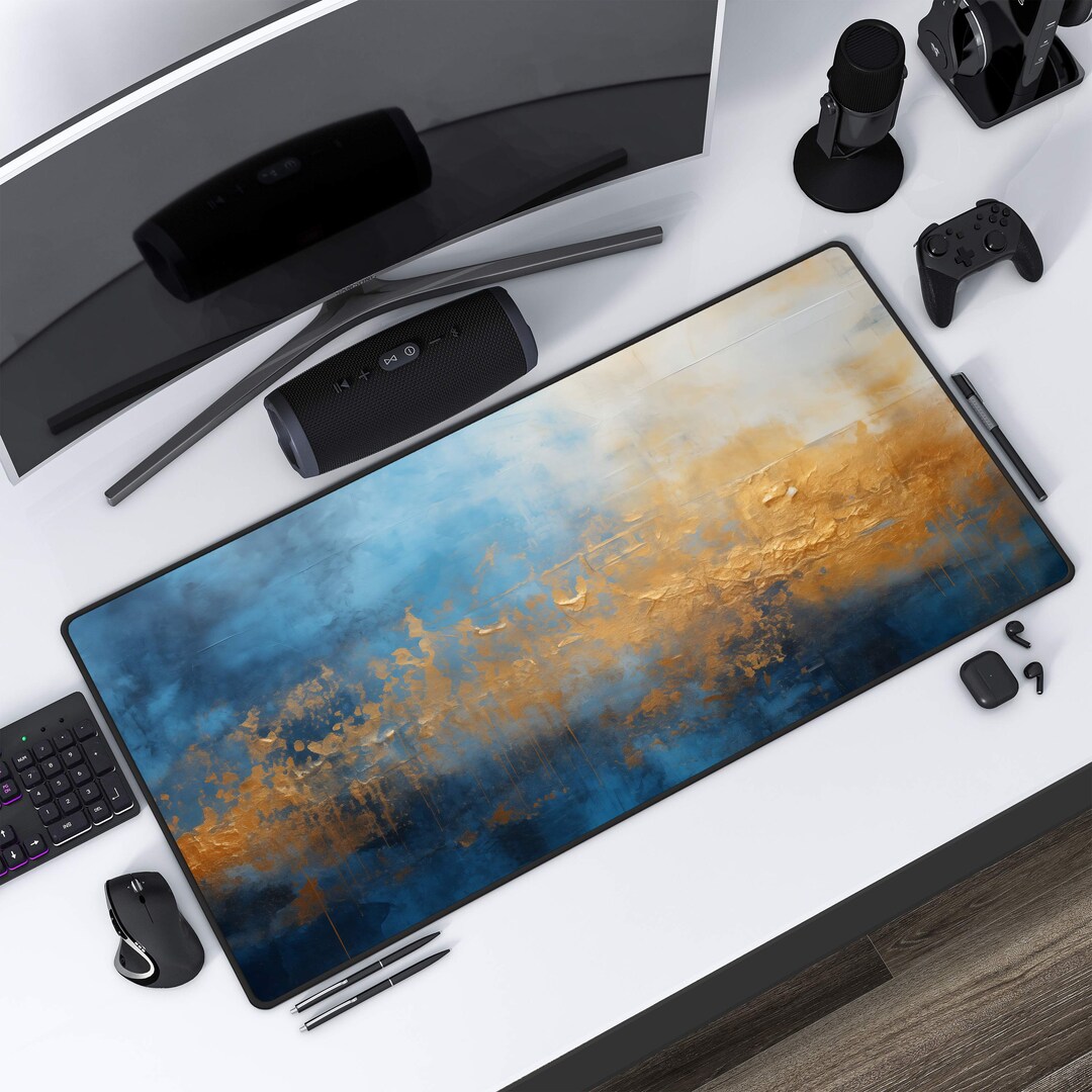 Abstract Blue Desk Mat, Extra Large Mouse Pad Desk Protector, Colorful ...