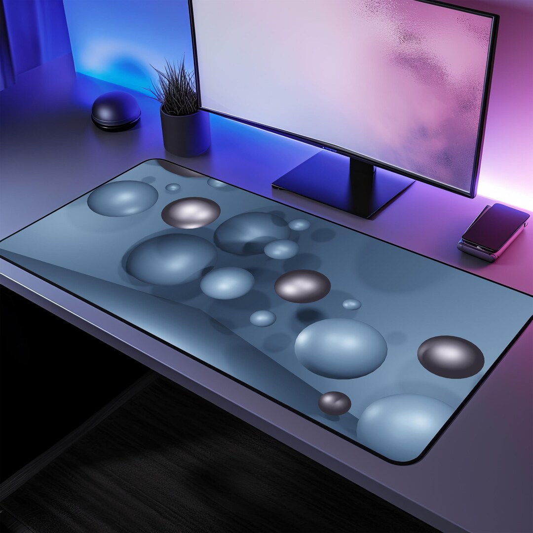 Grey Bubbles 3D Style Desk Mat. XL Mouse Pad. Desk Protector. Gaming ...