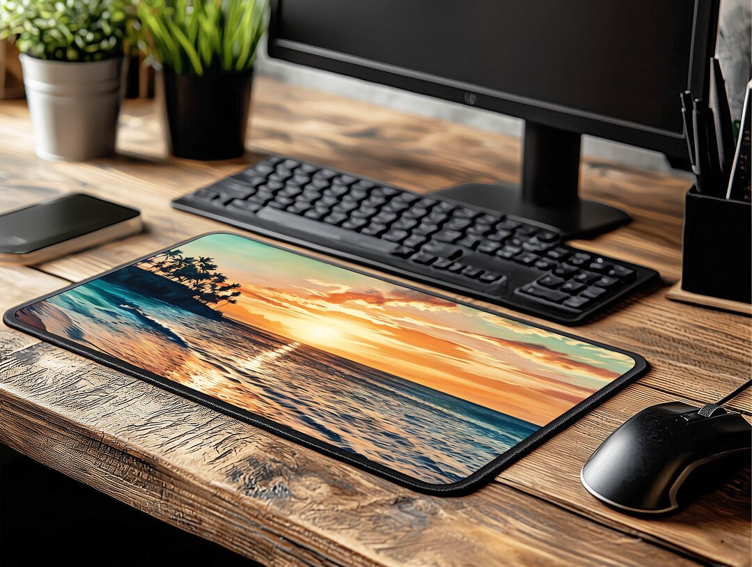 Tropical Sunset Desk Mat: XL Neoprene Mousepad, Beach Decor - Etsy
