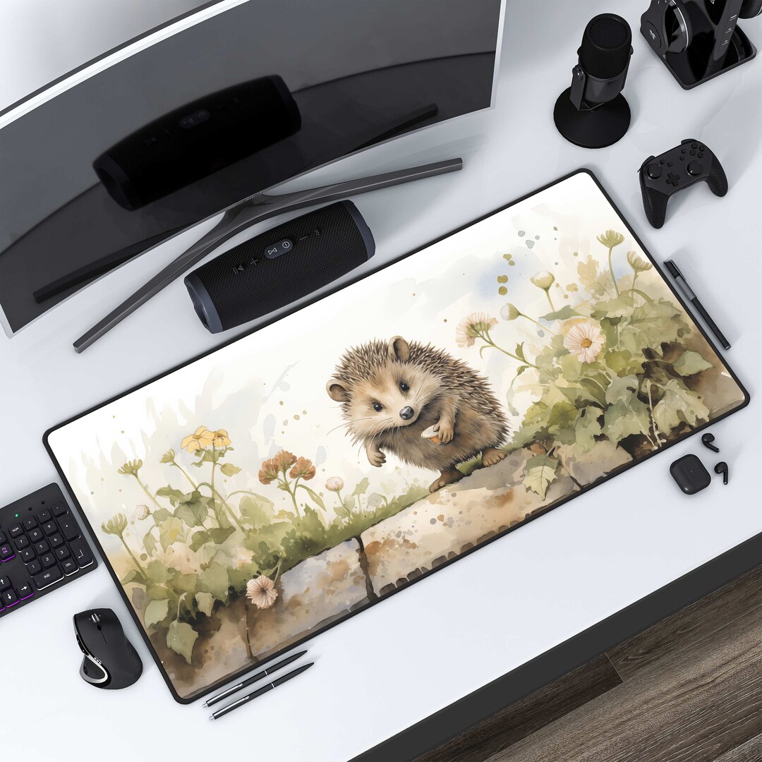 Cottagecore Hedgehog Desk Mat: Extra Large Colorful Mouse Pad - Etsy