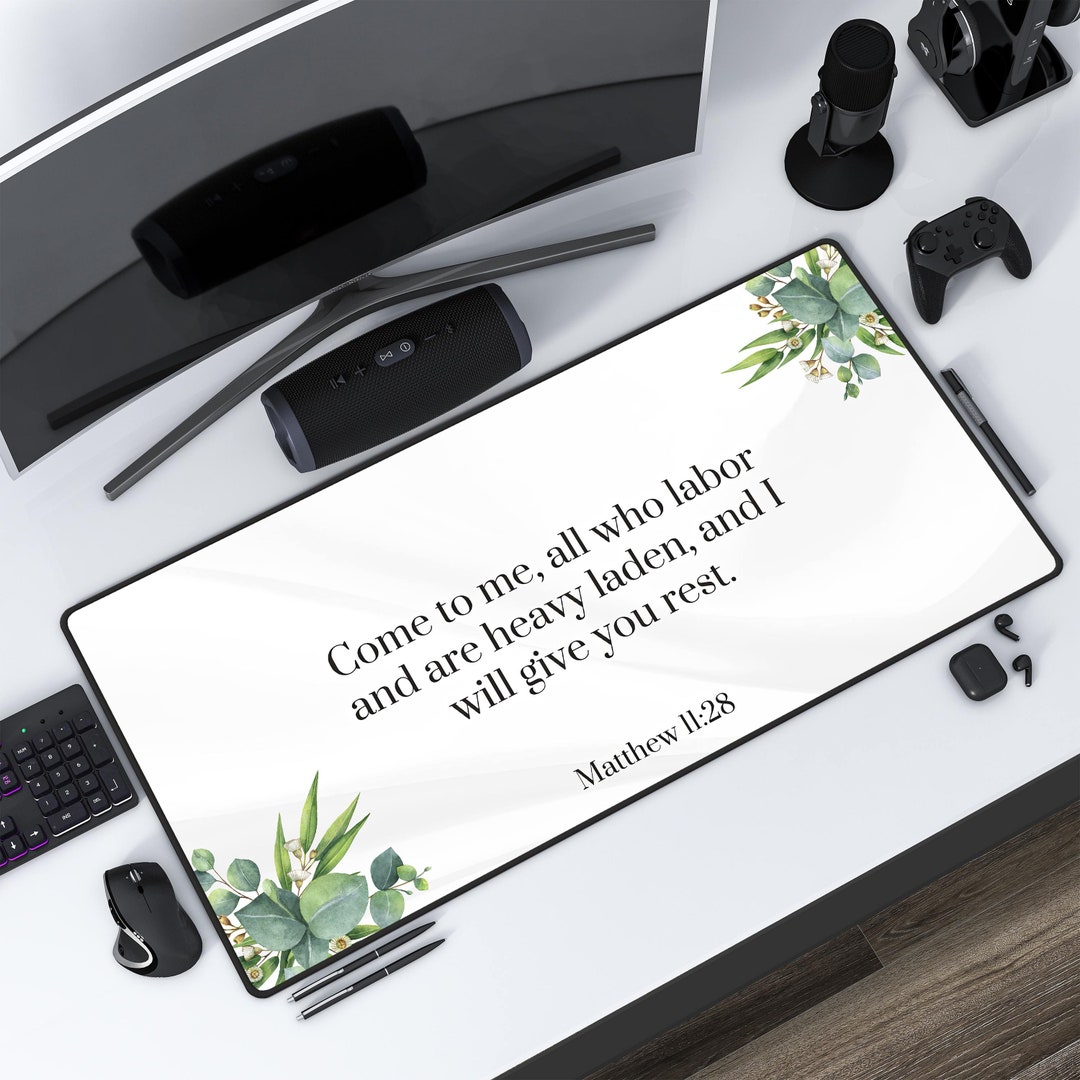 Matthew 11:28 Desk Mat, Christian Keyboard Mat, Bible Quote Pad ...