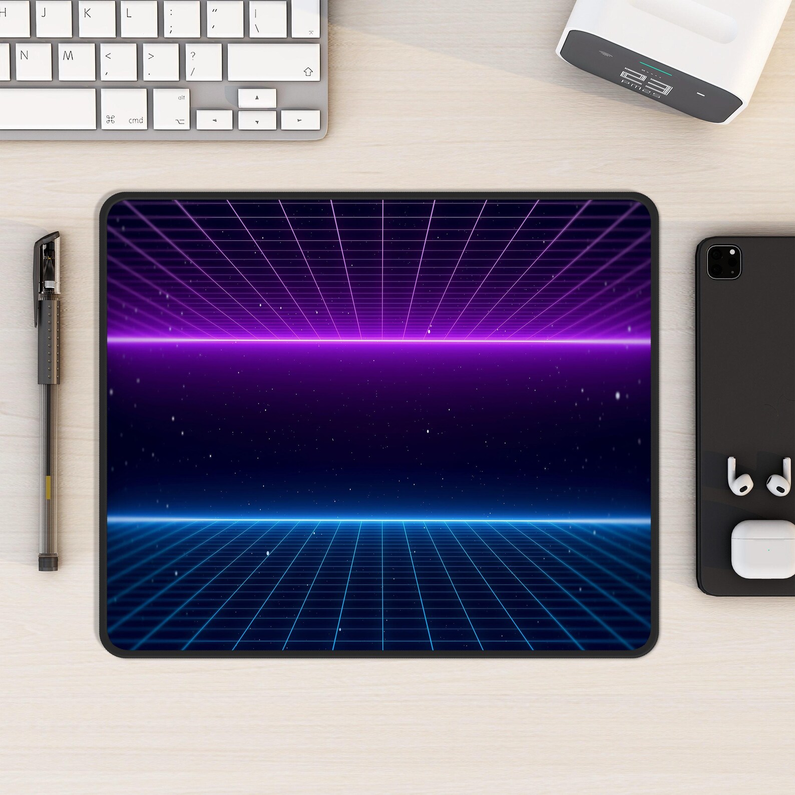 Neon Lines Desk Mat: Blue Purple Gamer Mousepad - Etsy