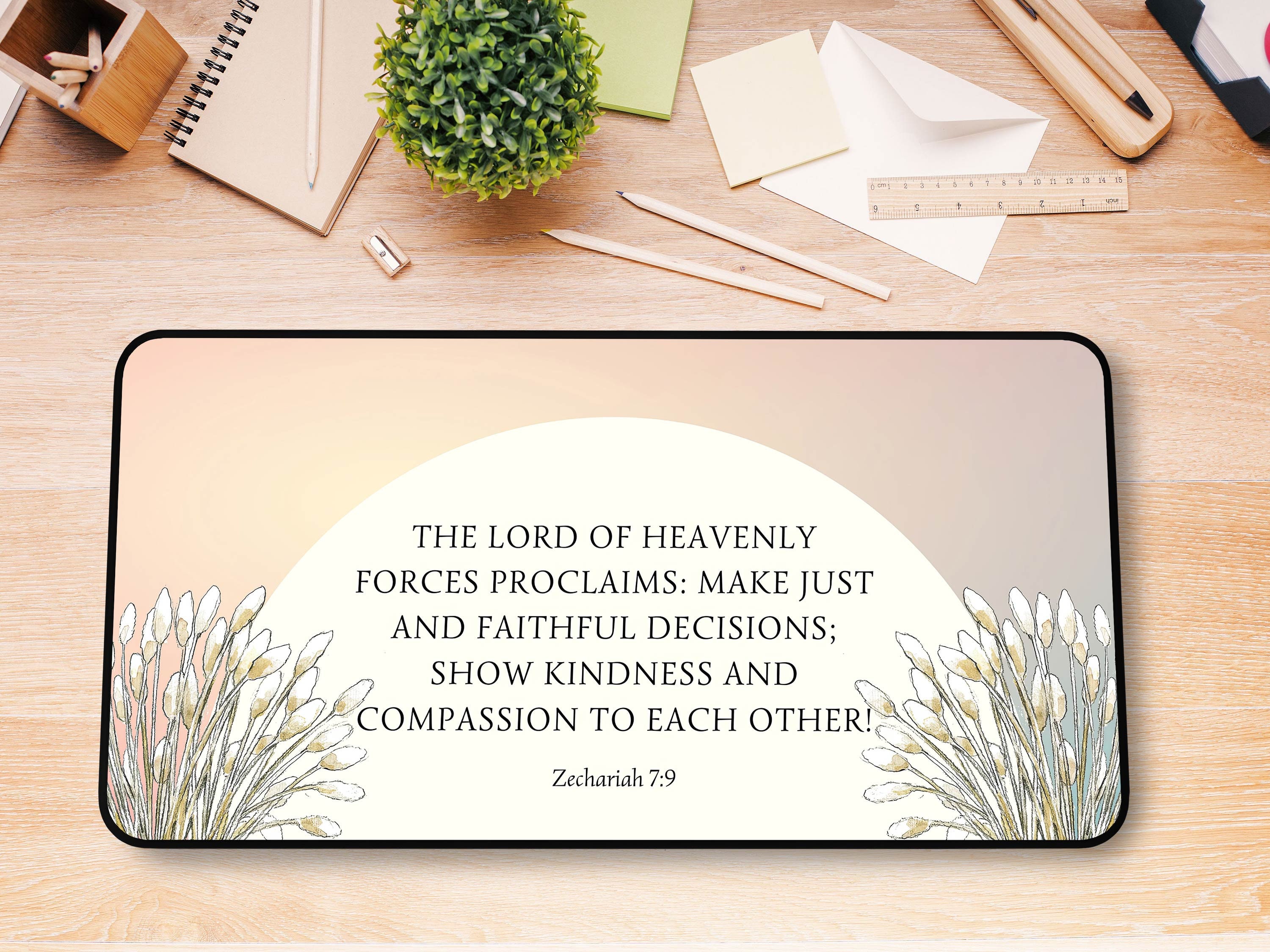 Zechariah 7:9 Desk Mat, Bible Quote, Christian Keyboard Mat, Religious ...