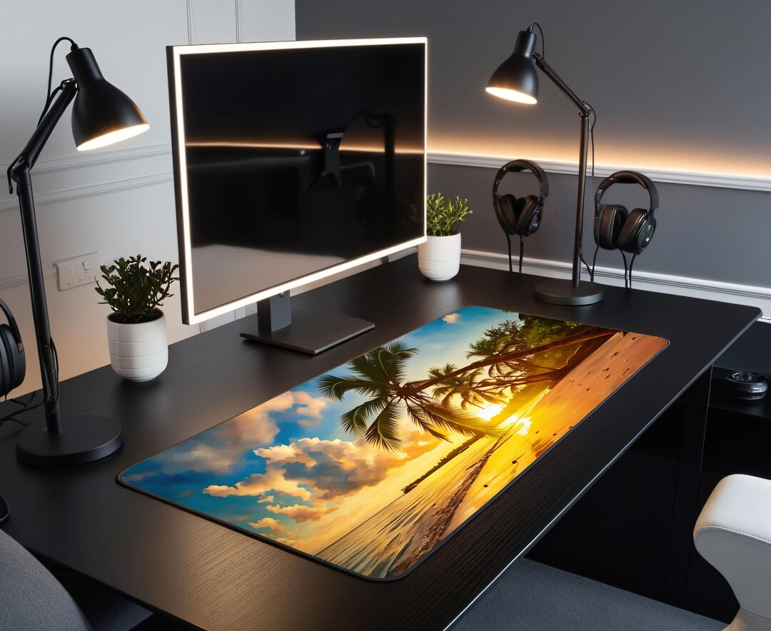 Tropical Sunrise Desk Mat, Desk Decor, Trendy Workspace Essential ...