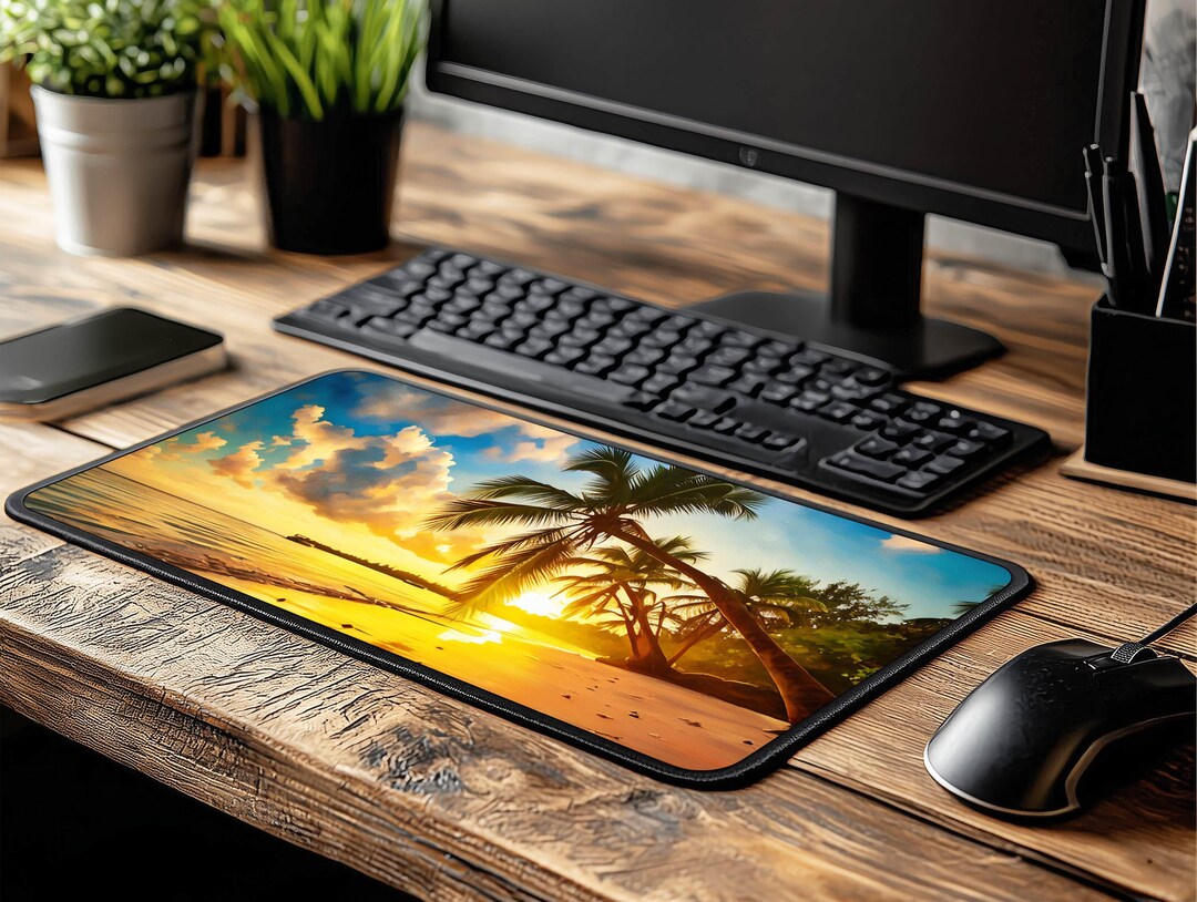 Tropical Sunrise Desk Mat, Desk Decor, Trendy Workspace Essential ...