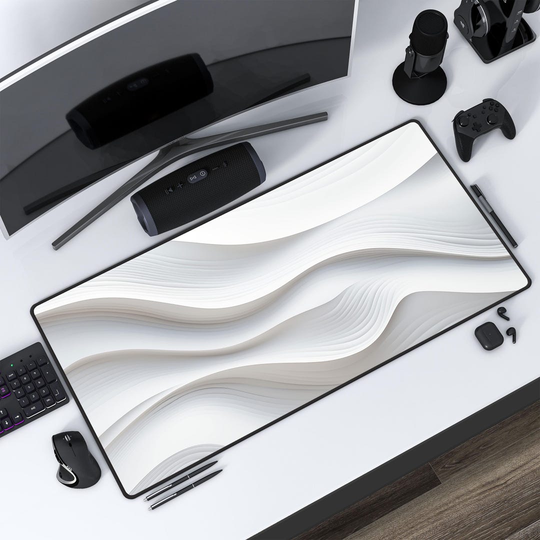 White Topography XL Desk Mat: Gaming Workspace Accessory - Etsy