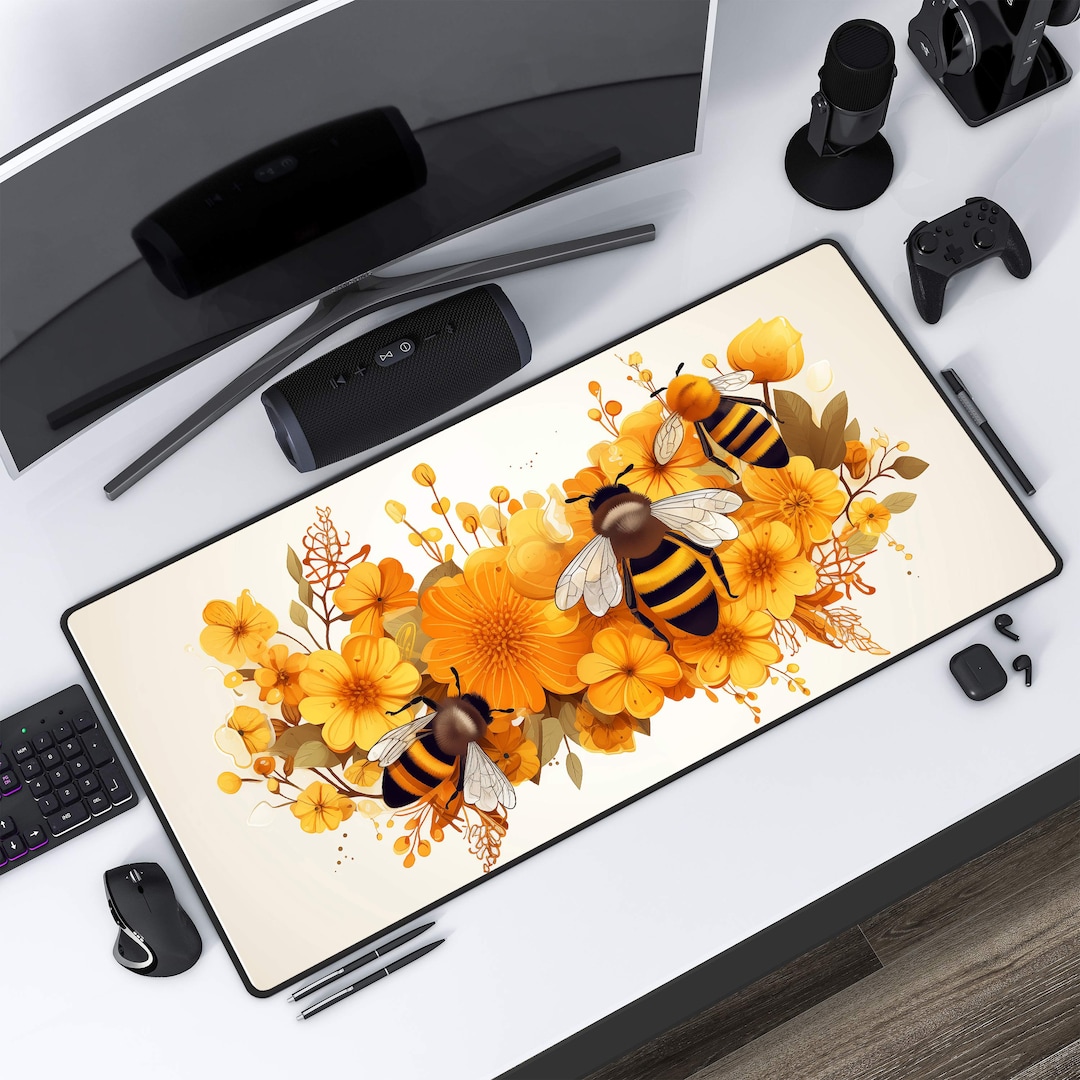 Honey and Bees Desk Mat, Cottagecore, Extra Large Mouse Pad Desk ...