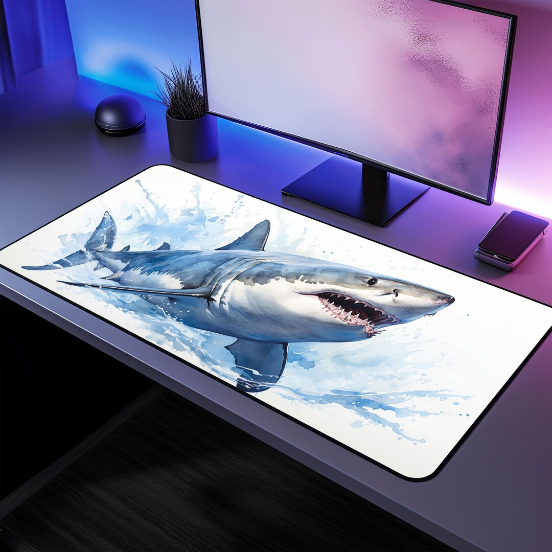 Great White Shark Desk Mat, Gift for Nature Lovers, Workspace Accessory ...