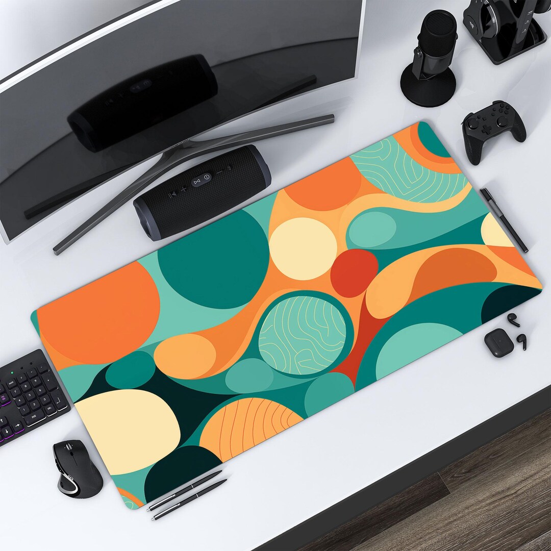 Retro 60's Style Desk Mat, Workspace Accessory, XL Deskmat, Mousepad ...