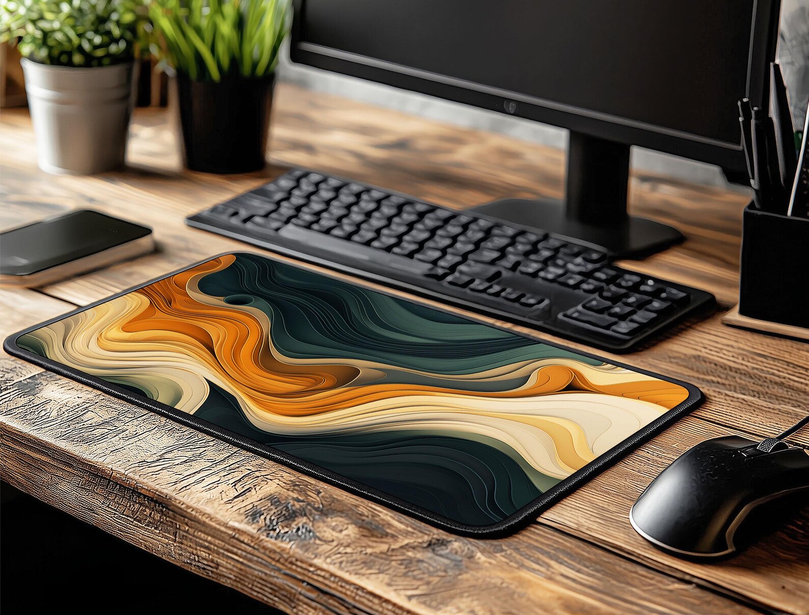 Green Amber Topography Desk Mat: XL Neoprene Mouse Pad - Etsy