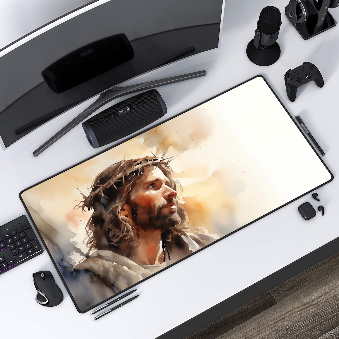 Jesus Christ Desk Mat: Christian Office Decor, Large Mouse Pad - Etsy