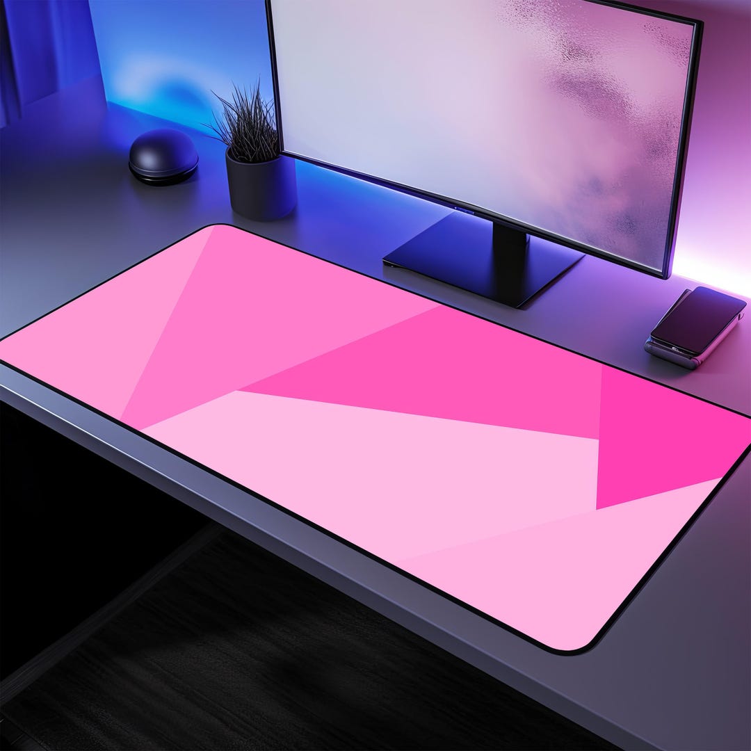Pink Geometric Desk Mat: XL Neoprene Keyboard Pad - Etsy