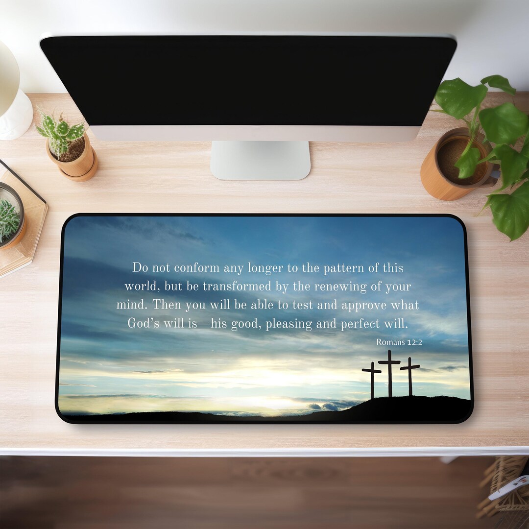 Romans 12:2 Desk Mat, Christian Keyboard Mat, Bible Quote Pad ...