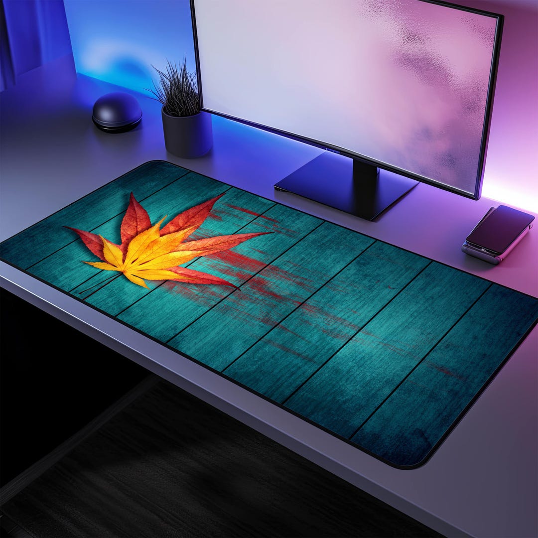 Teal and Orange Desk Mat, Aesthetic Desk Decor, Trendy Workspace ...