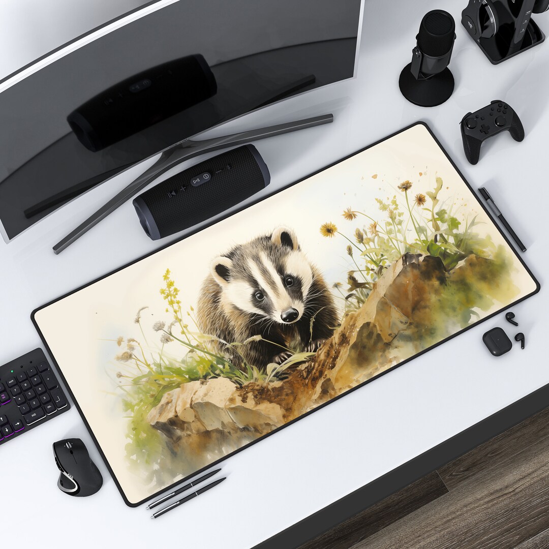 Cottagecore Badger Desk Mat: Extra Large Mouse Pad - Etsy