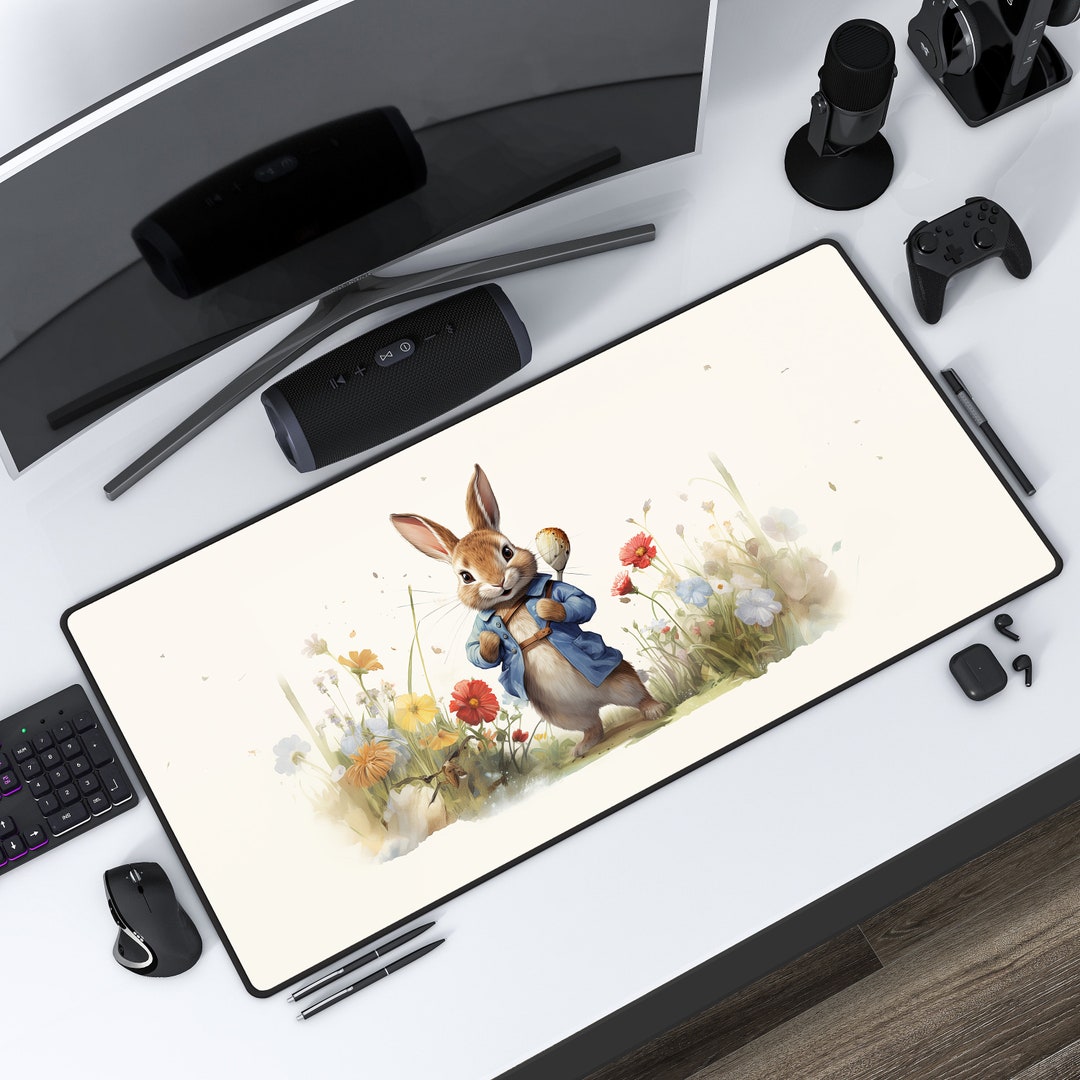 Cute Rabbit Desk Mat, Extra Large Mouse Pad Desk Protector, Colorful ...