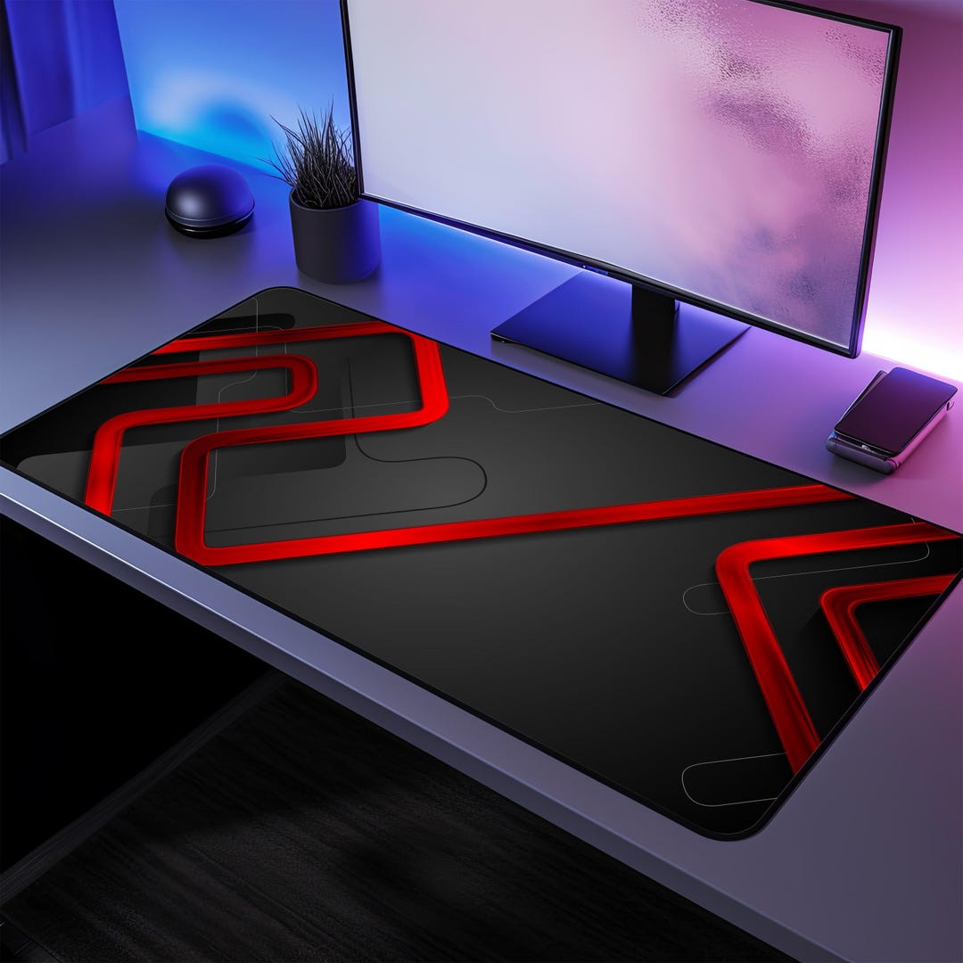 Raven Black & Red Desk Mat, Gaming Mat, Computer Pad, XL Mouse Pad, Art ...