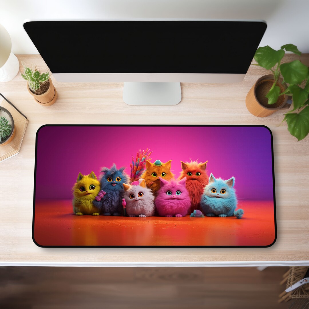 Cute Furries Desk Mat, Extra Large Mouse Pad Desk Protector, Colorful ...