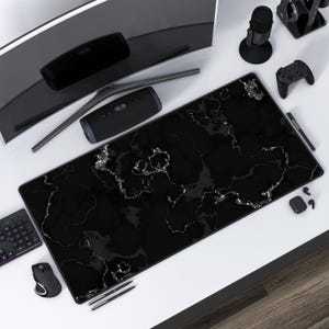 Black Marble Topography Desk Mat: XL Gaming Computer Pad - Etsy