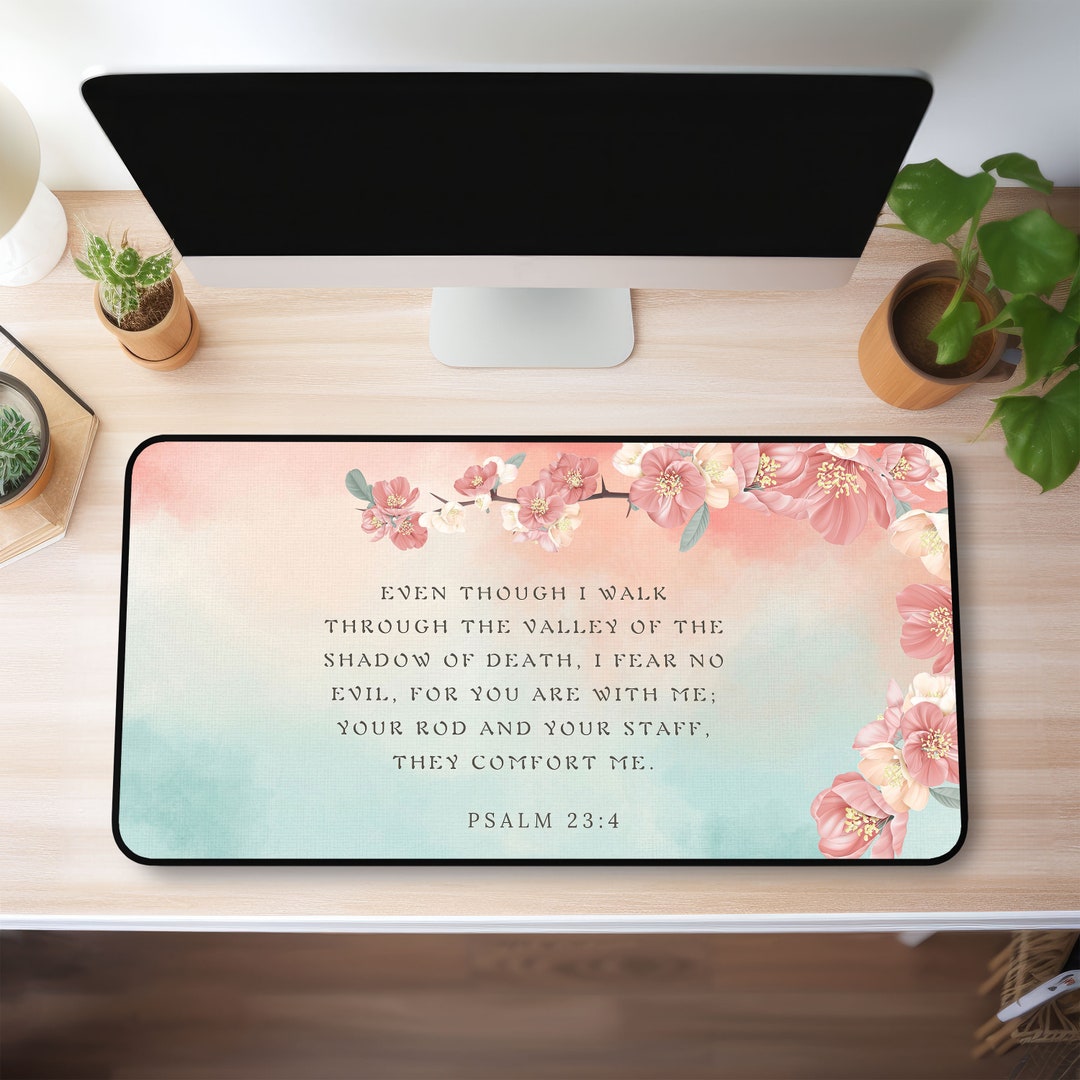 Psalm 23:4 Desk Mat, Christian Keyboard Mat, Bible Quote Pad. Religious ...