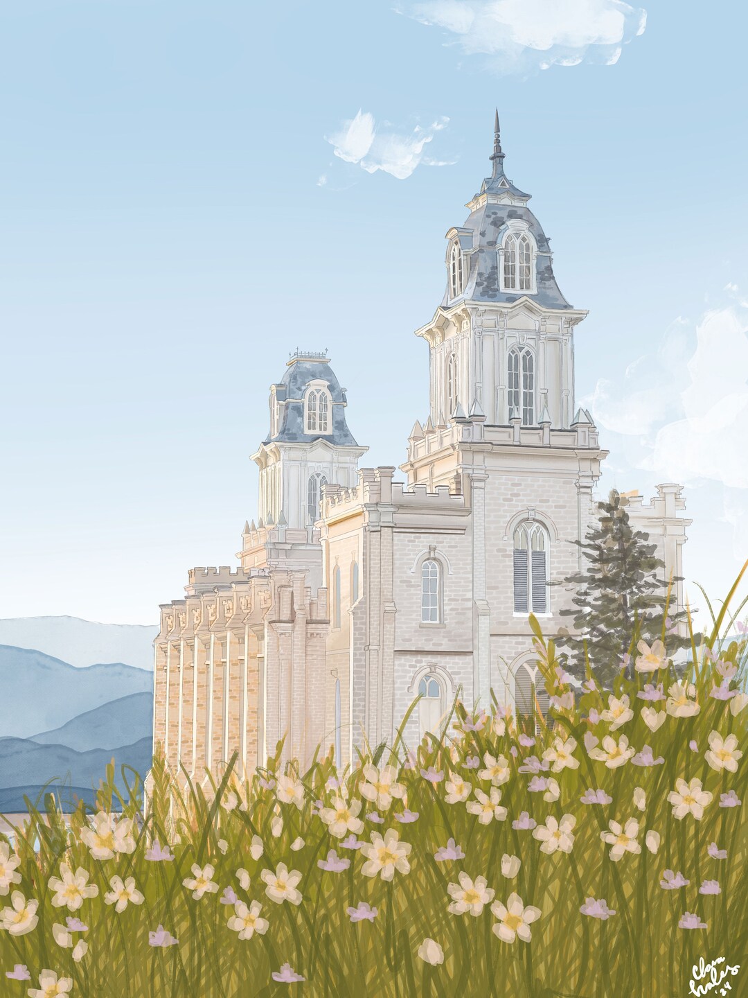 Manti Temple Art Print LDS Home Decor - Etsy
