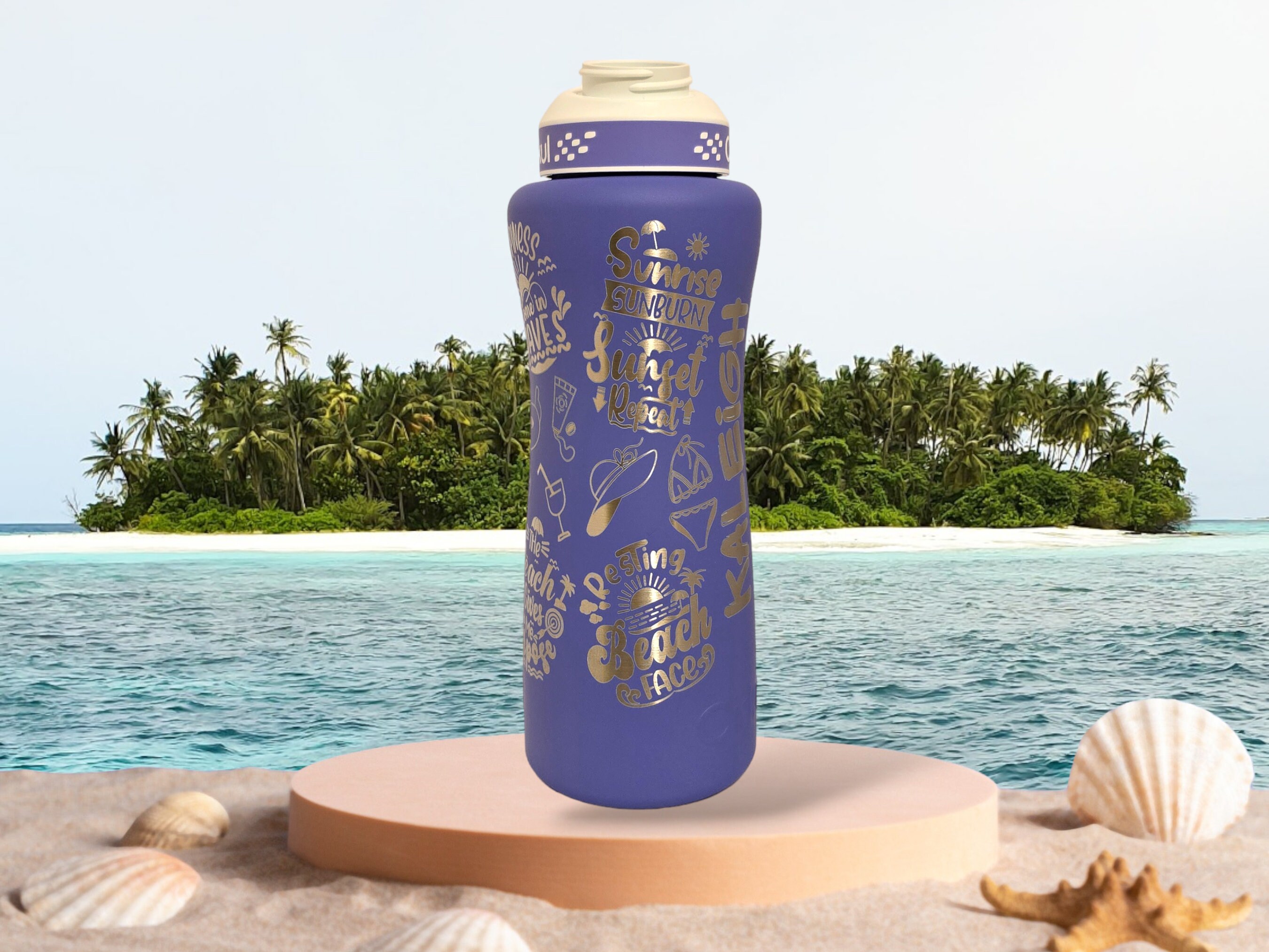 Beach Design Custom Engraved Full-wrap Personalized on 32oz Cirkul ...