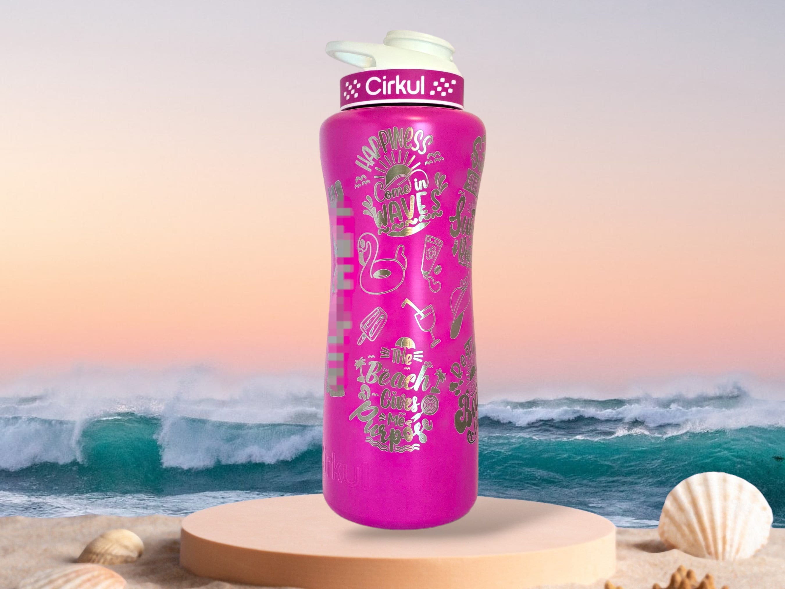 Beach Design Custom Engraved Full-wrap Personalized on 32oz Cirkul ...