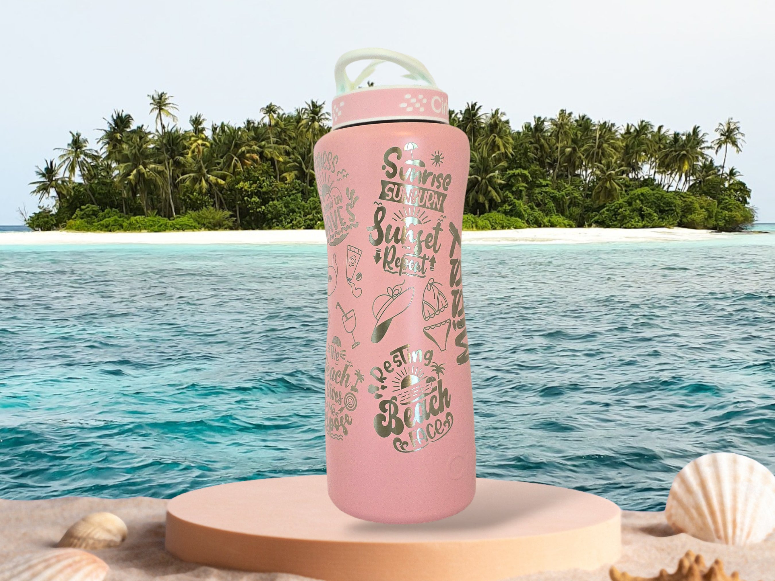 Beach Design Custom Engraved Full-wrap Personalized on 32oz Cirkul ...