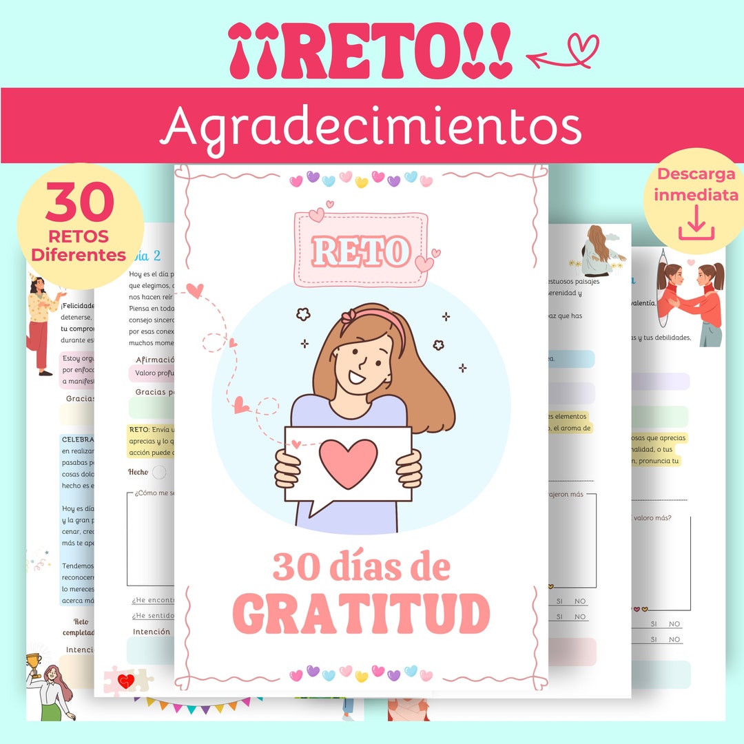 Spanish Daily Gratitude Challenge Printable Gratitude Journal 30 Day ...
