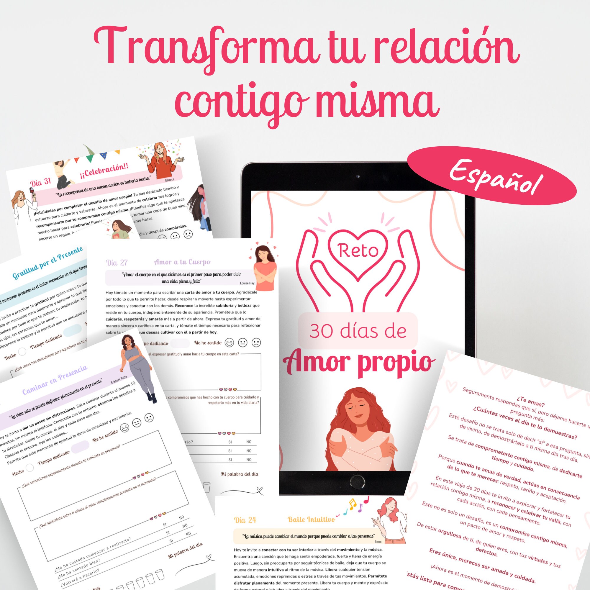 Reto de Amor Propio imprimible Toma Consciencia de Amor y Autocuidado ...