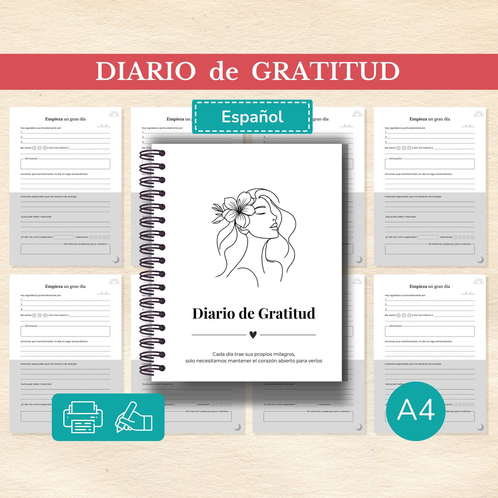 Printable Gratitude Journal in Spanish | Journal Template | Emotional ...