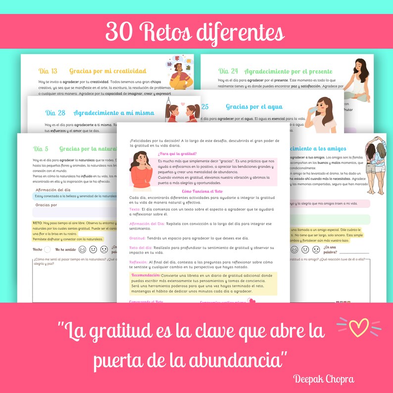Spanish Daily Gratitude Challenge Printable Gratitude Journal 30 Day ...