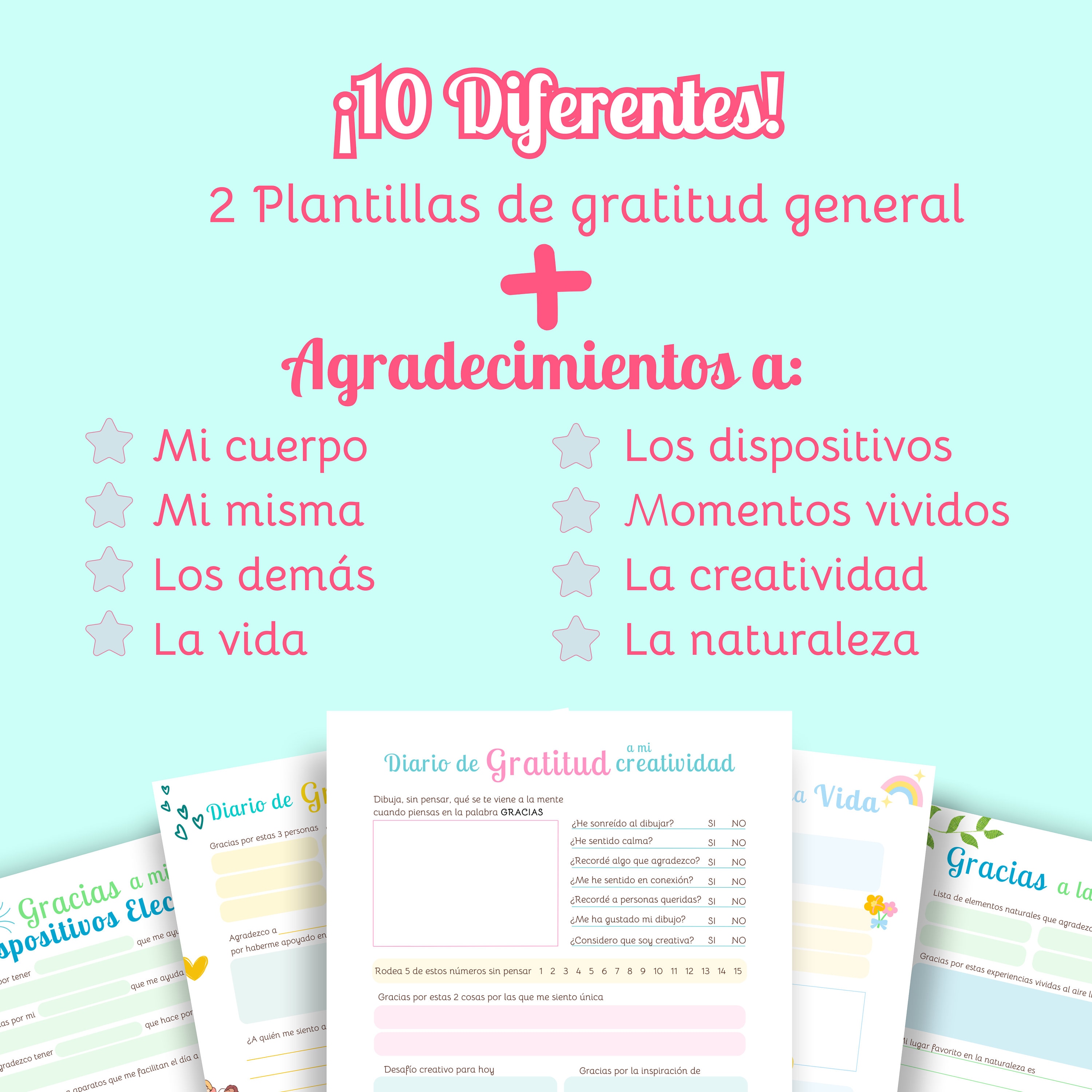 Plantillas de gratitud imprimibles | Español | Diario de ...