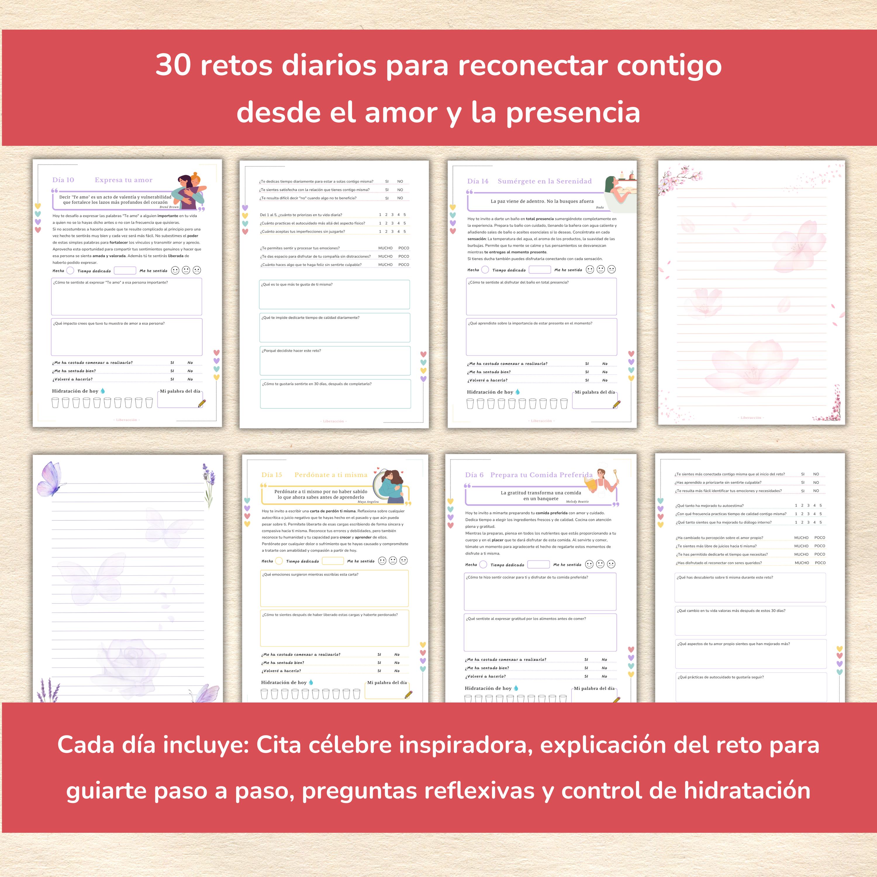 Reto de Amor Propio imprimible | Toma Consciencia de Amor y Autocuidado ...