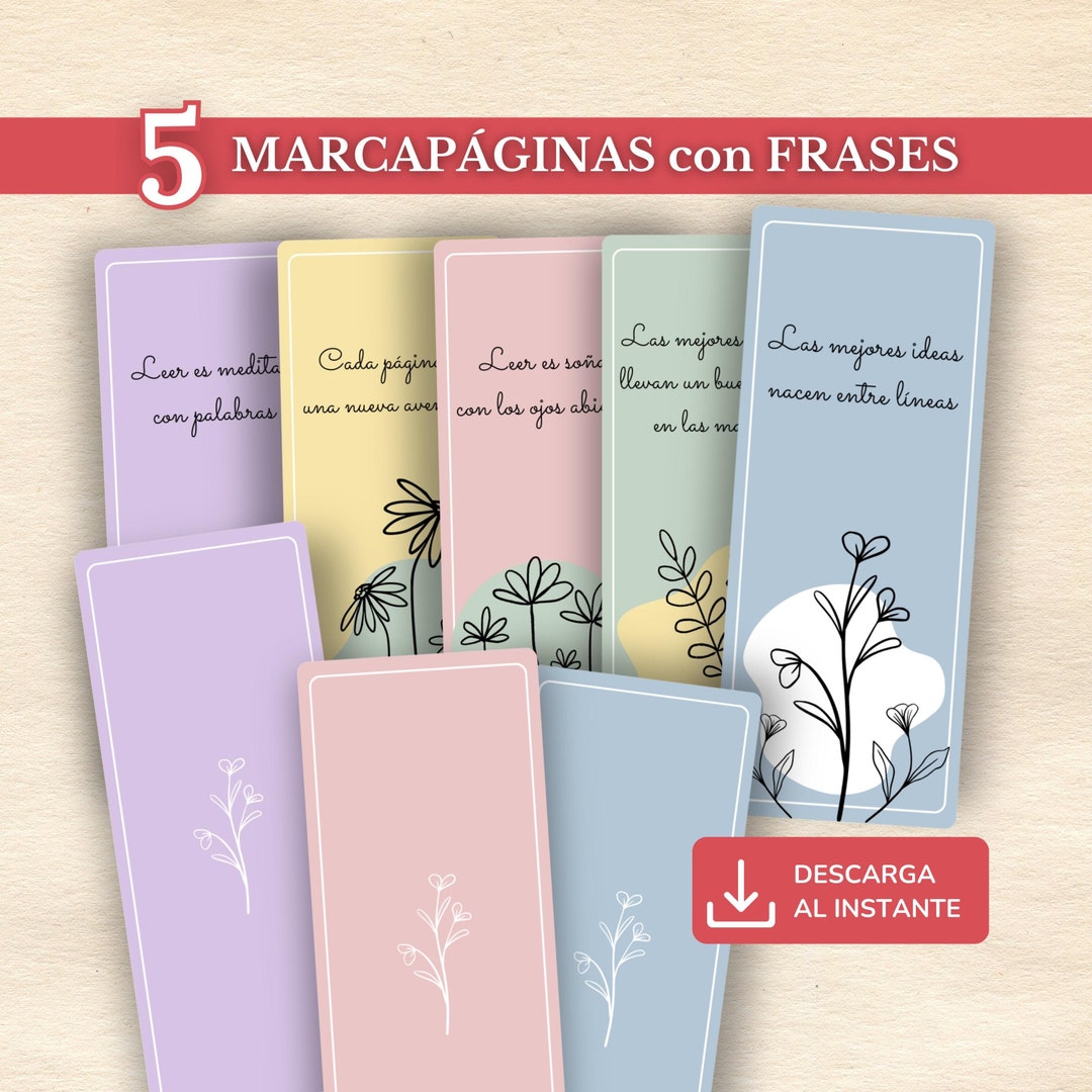 Printable Minimalist Flower Bookmarks | Spanish Quotes | Minimalist ...