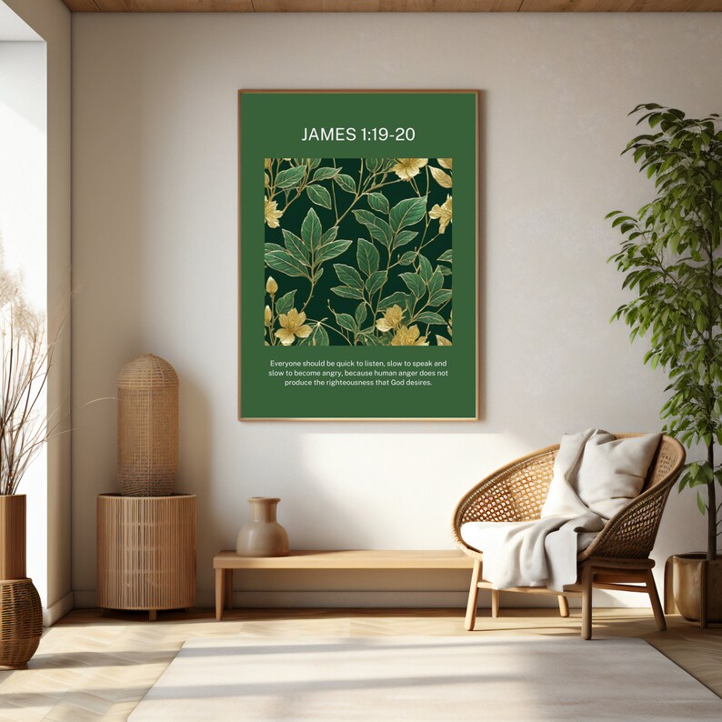 James 1:19-20 Bible Verse Wall Art Print With Bible Study,christian ...