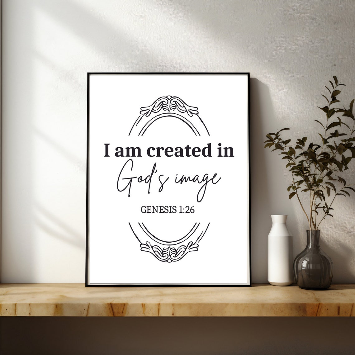 Genesis 1:26 Bible Verse Wall Art Print With Bible Study,black and ...