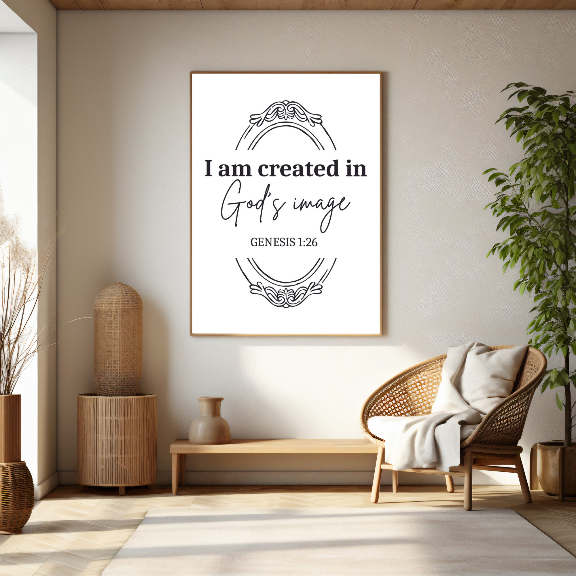 Genesis 1:26 Bible Verse Wall Art Print With Bible Study,black and ...