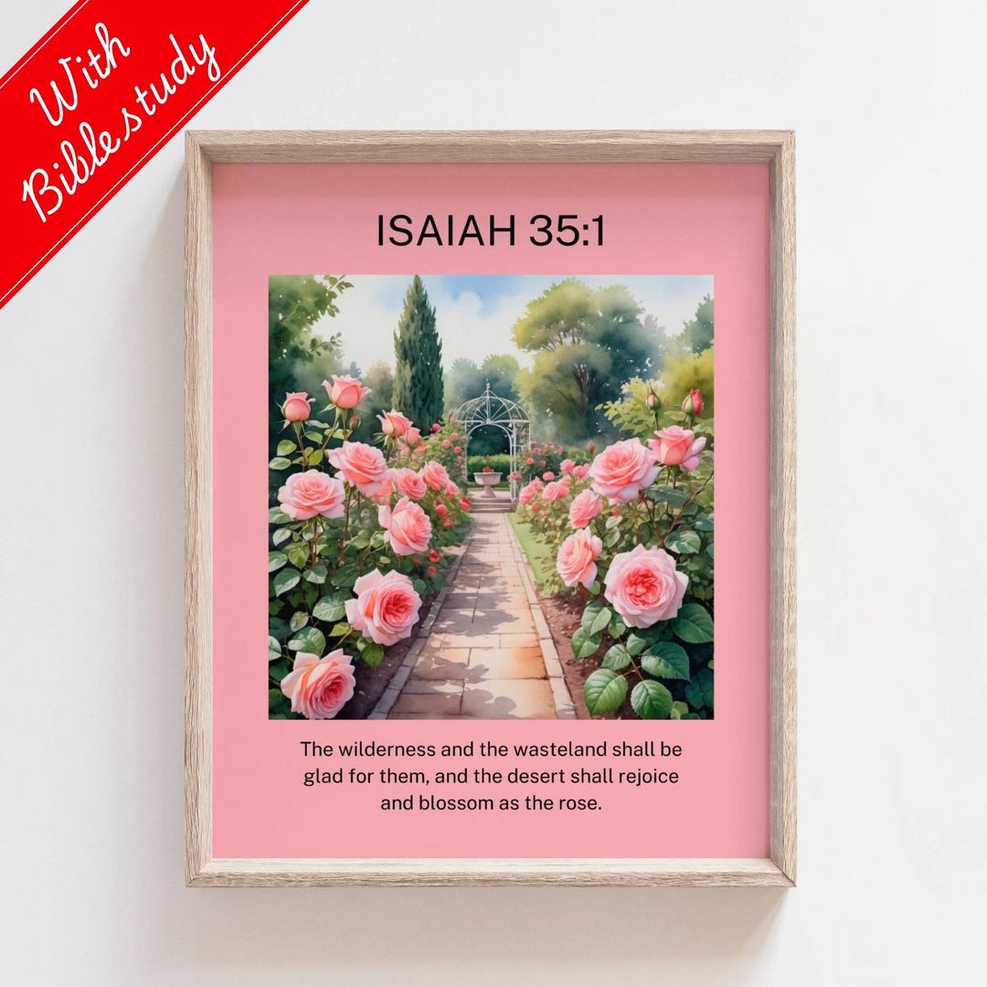 Isaiah 35:1 Pink Floral Bible Verse Digital Print,rose Flower Garden ...